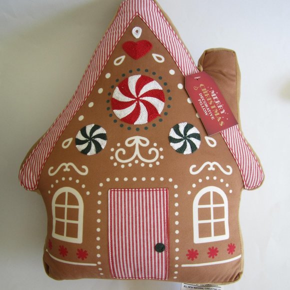 Holiday | Gingerbread House Peppermint Christmas Decorative Pillow ...